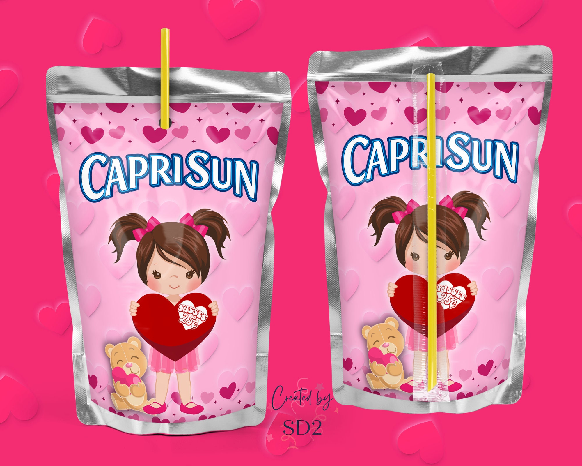 Caprisun Juice Pouch Template Label Valentine's Favor Party Template ...