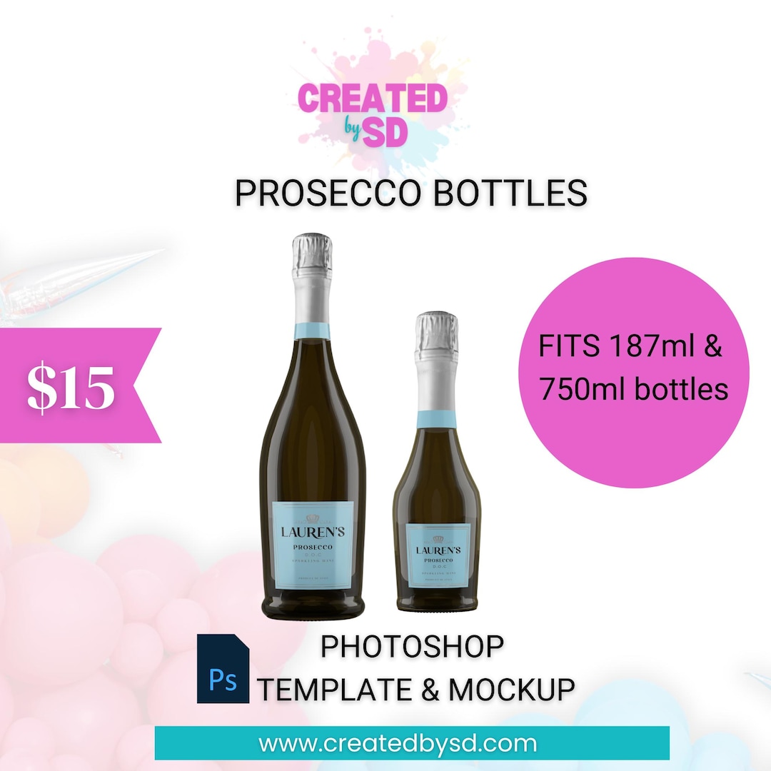 Custom Prosecco Bottle Label Template: PSD Mockup (digital Download) - Etsy