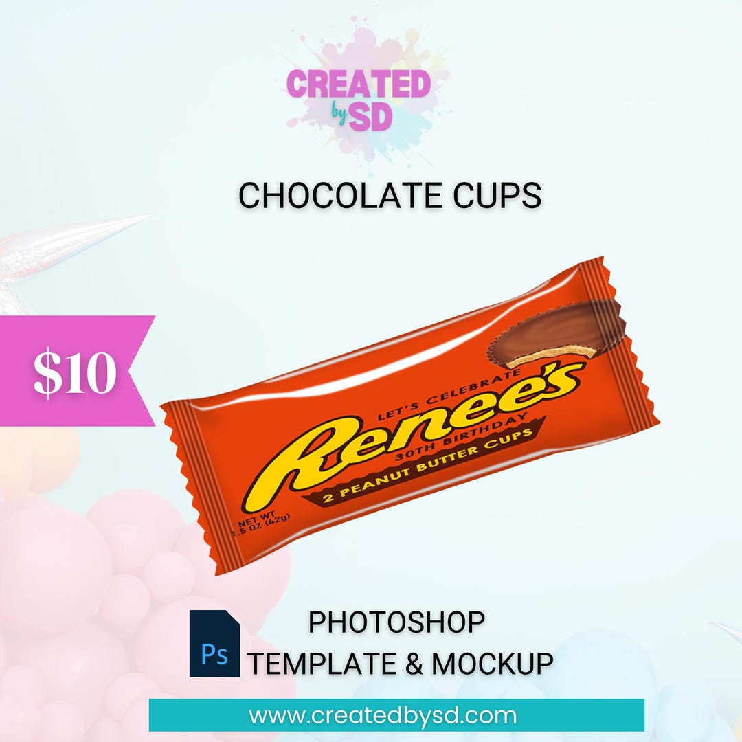 Peanut Butter Candy Wrapper: Chocolate Party Favor, Photoshop Template ...