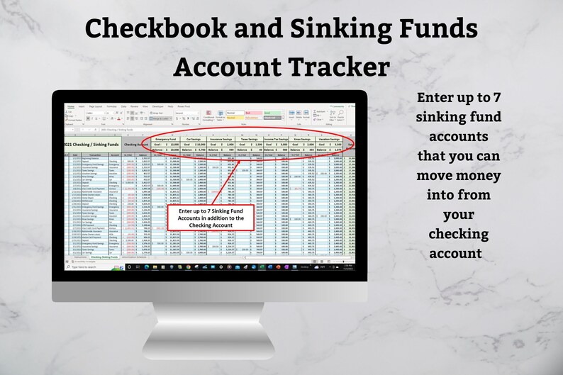 Checkbook / Sinking Funds Account Tracker With Loan Calculator ...