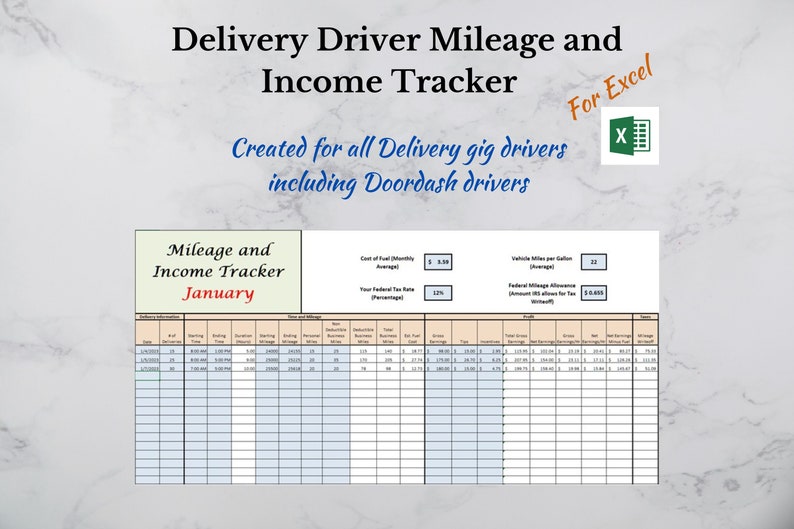 Delivery Driver Log | Gig Driver Mileage and Income Tracker | Mileage ...