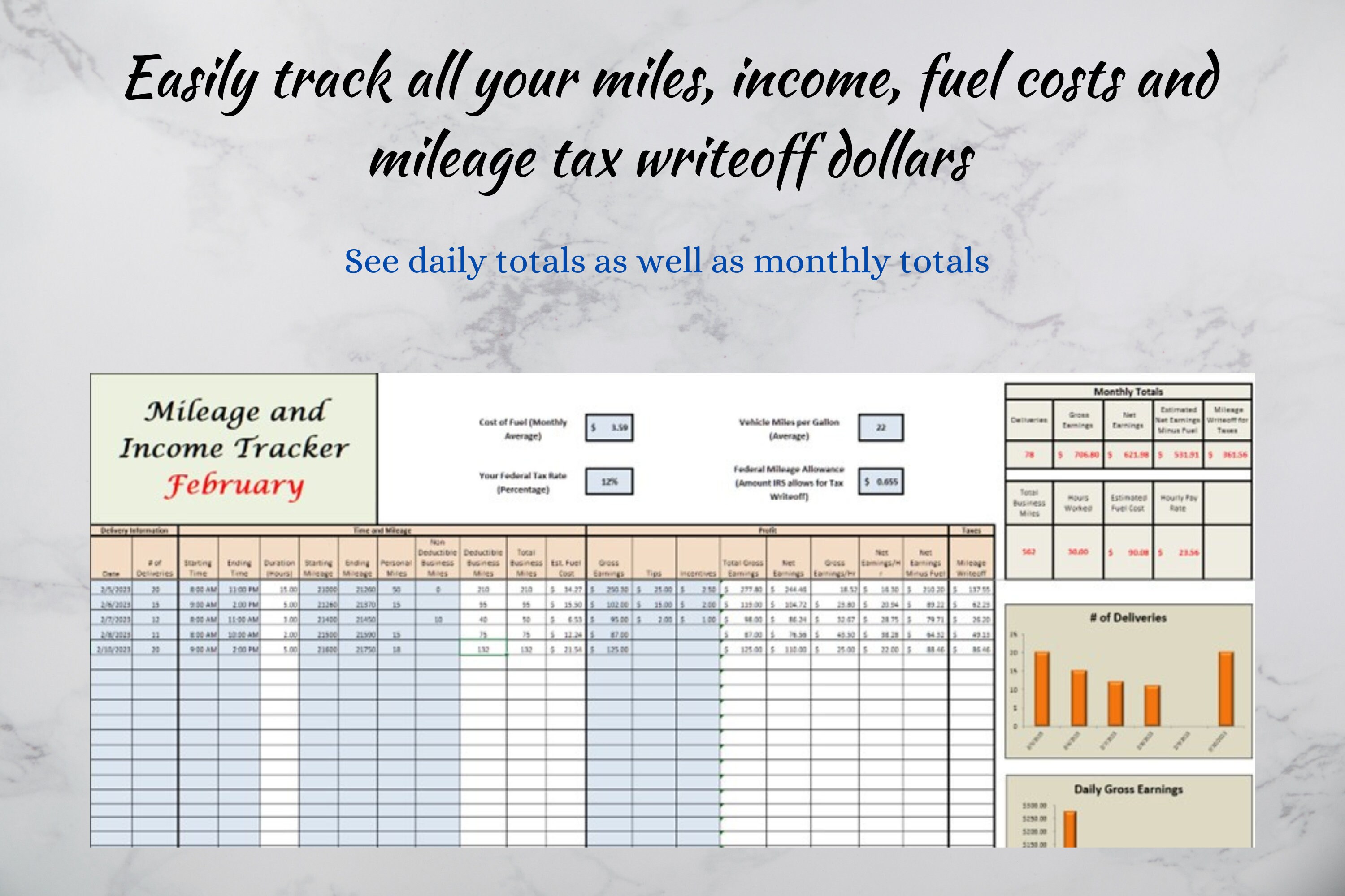 Delivery Driver Log | Gig Driver Mileage and Income Tracker | Mileage ...