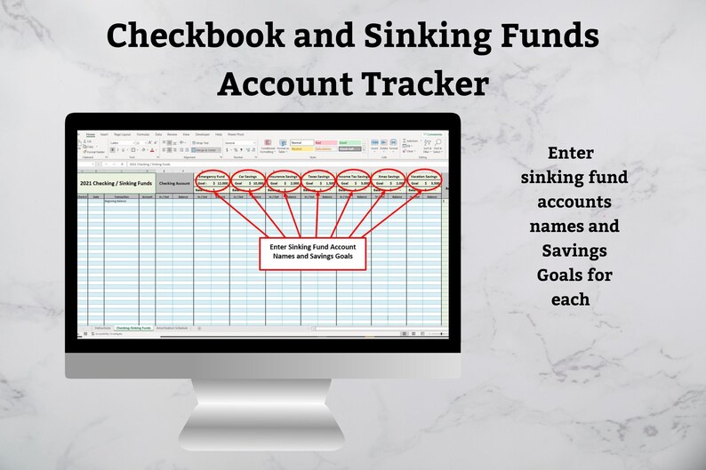 Checkbook / Sinking Funds Account Tracker With Loan Calculator ...