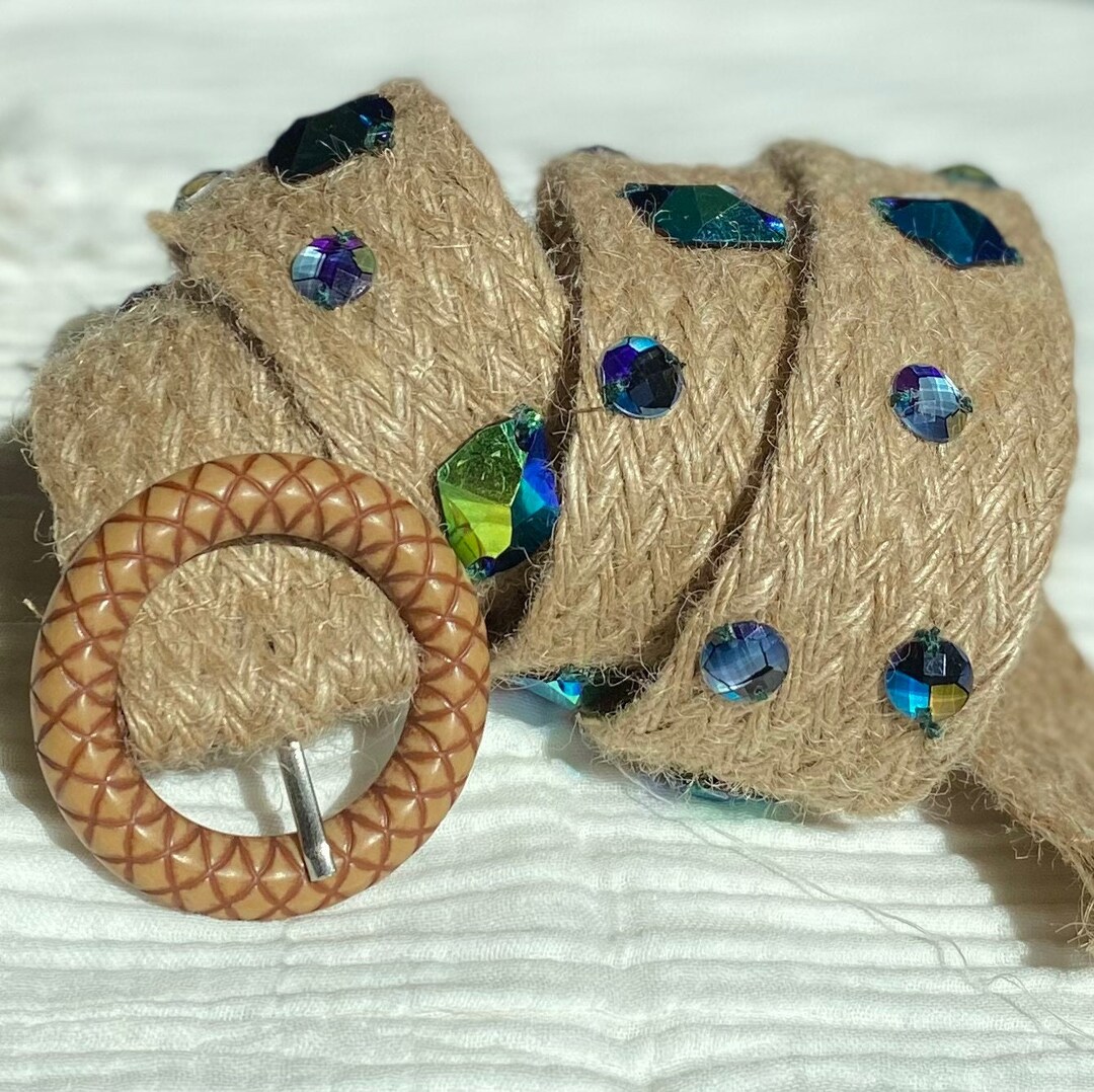 Unique Belt, Holographic Iridescent Stone Belt, Round Buckle Belt, Boho ...