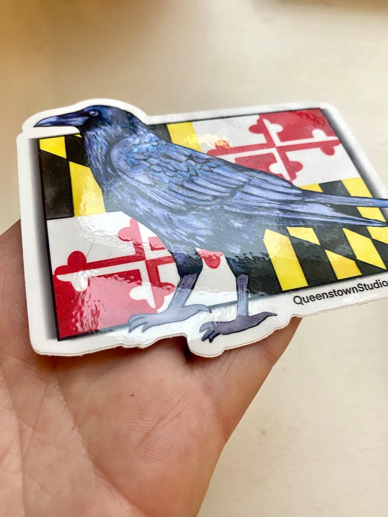 Maryland Flag Raven Vinyl Sticker, Baltimore Football Fan Art - Etsy