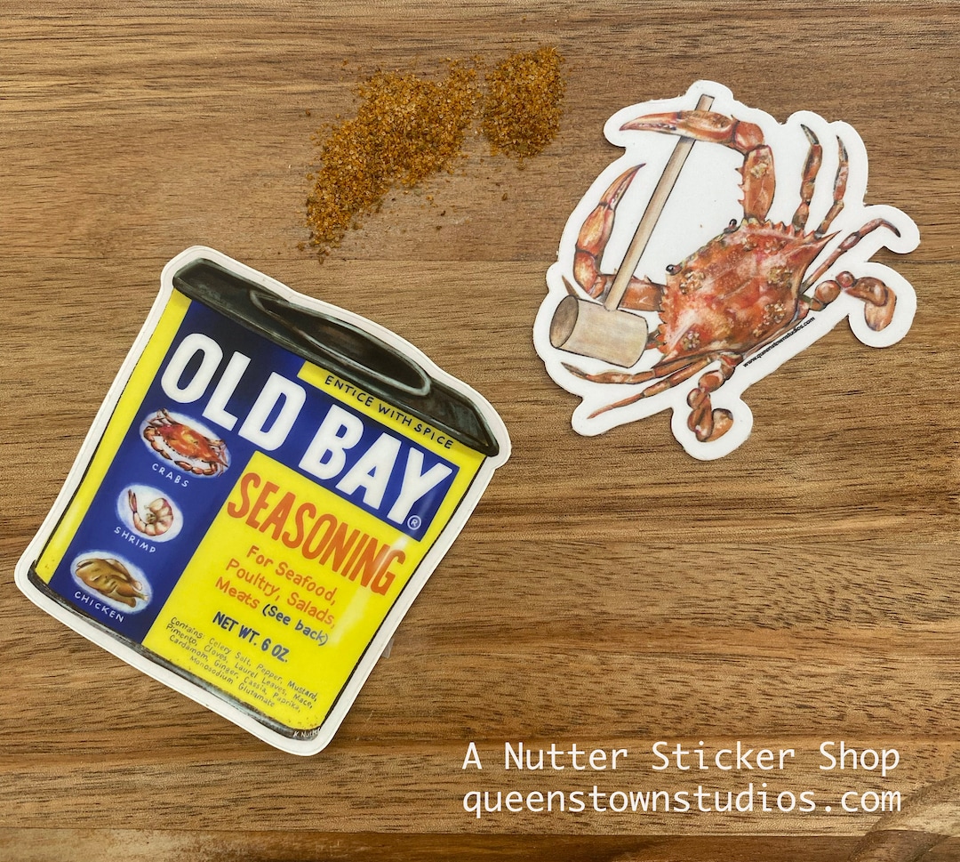 Old Bay Seasoning Tin & Crab Vinyl Sticker Set, Maryland Decal - Etsy