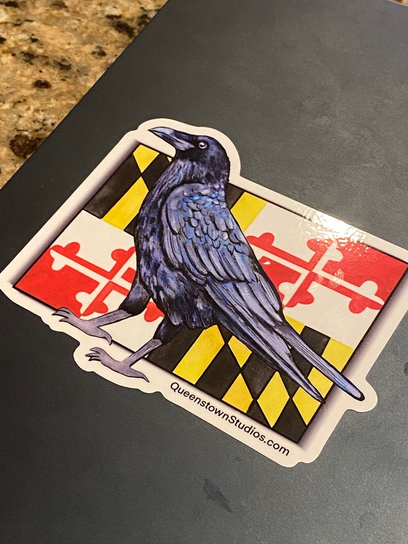 Maryland Flag Raven Vinyl Sticker, Baltimore Football Fan Art - Etsy