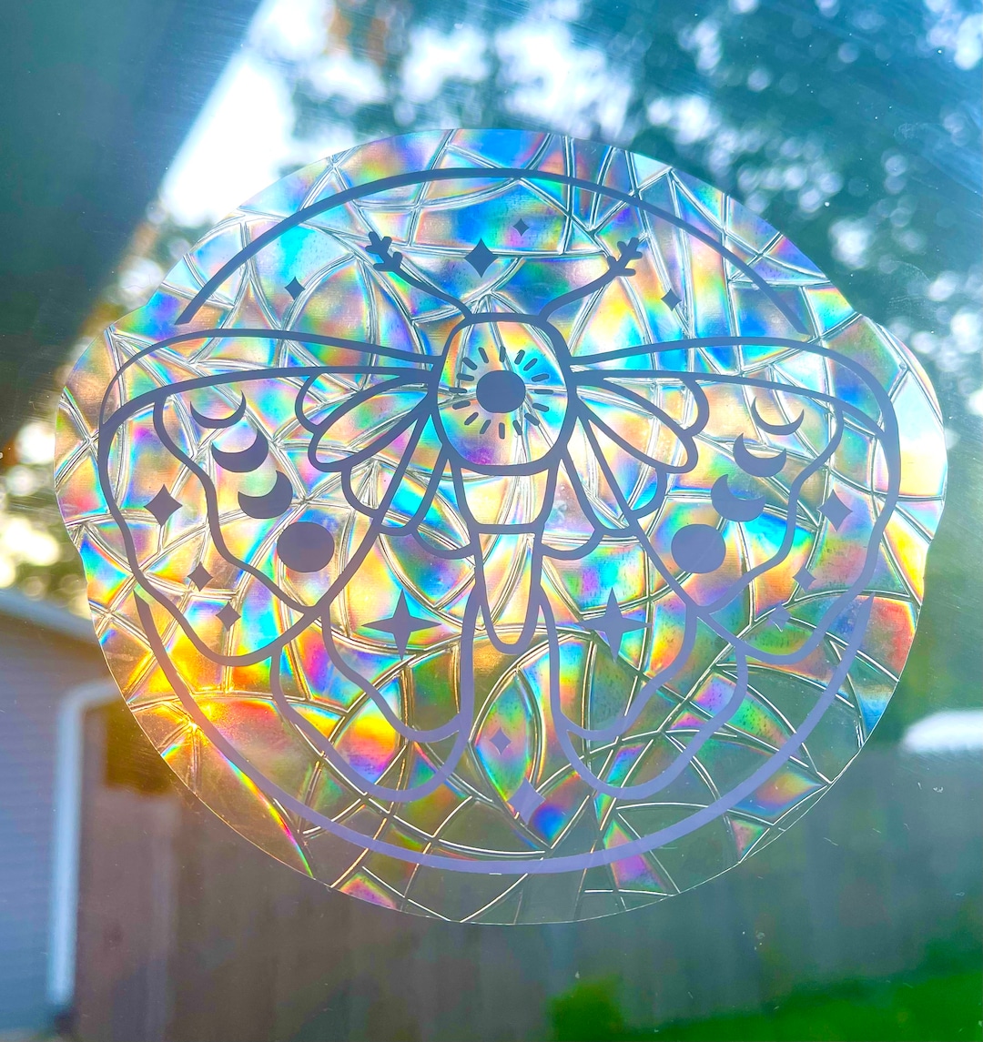 Lunar Moth Suncatcher | Rainbow Maker | Window Decal Art | Nature ...