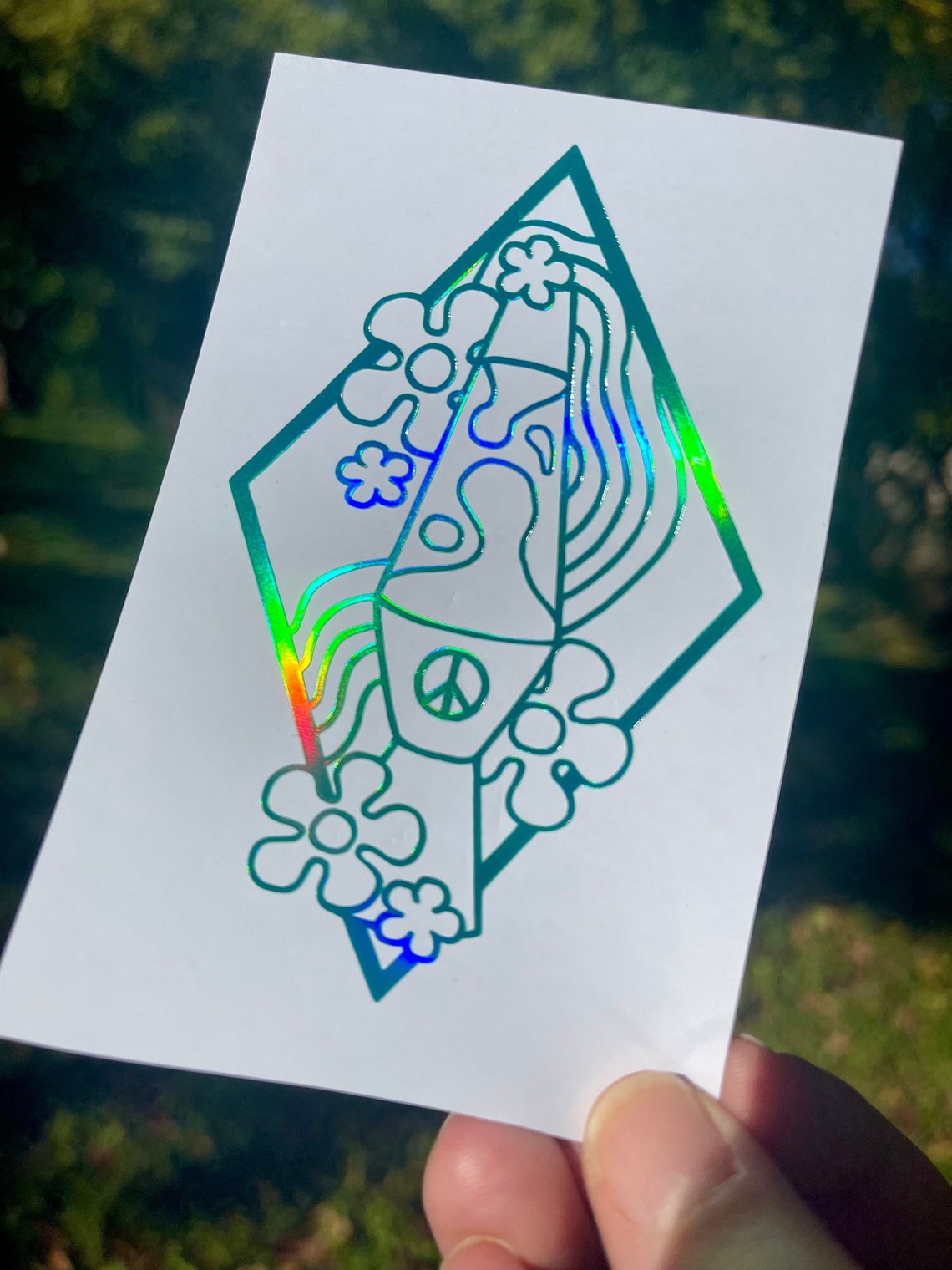 Lava Lamp Peace Sign Flower Decal Holographic Decal Bumper - Etsy
