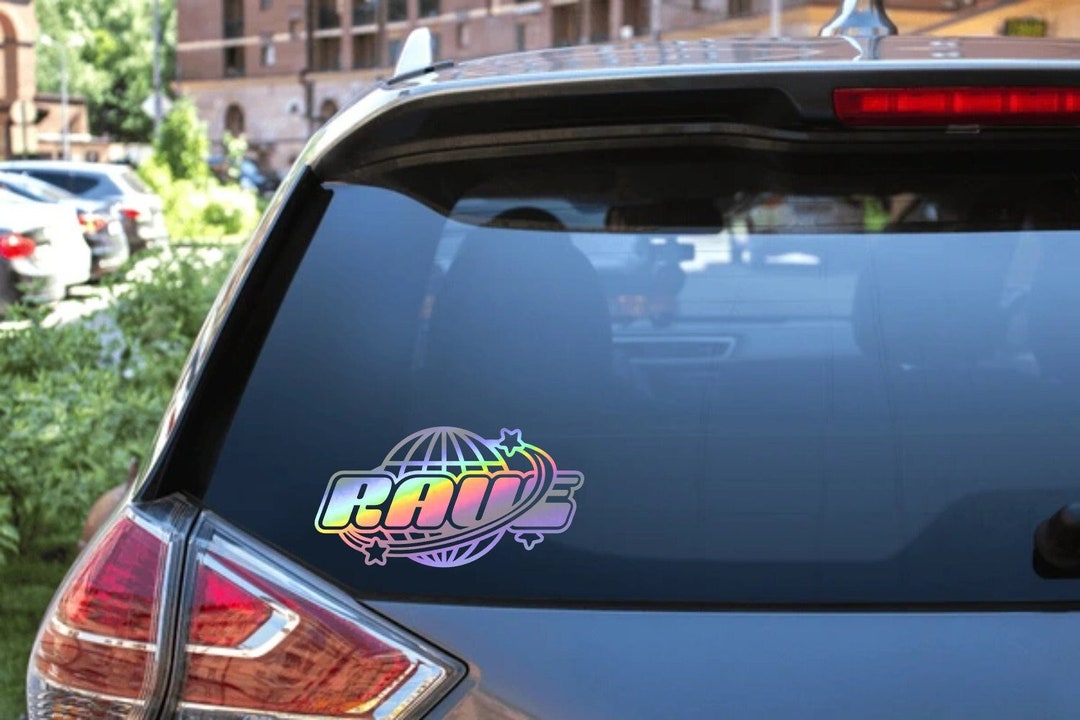 Rave Y2k Holographic Vinyl Car Window Decal | EDM | Techno | Music ...
