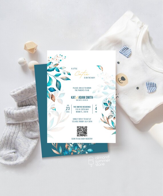 Custom Baby Shower Invitation for Printing QR Code and Link - Etsy