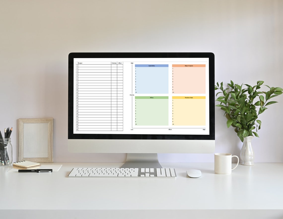 Impact Effort Matrix Excel Template for Effective Decision-making ...