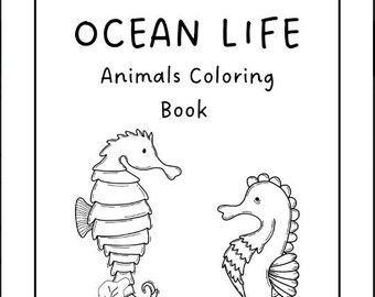 Ocean Life Coloring Book for Kids Level Easy Shark Dolphin Fish Snails ...