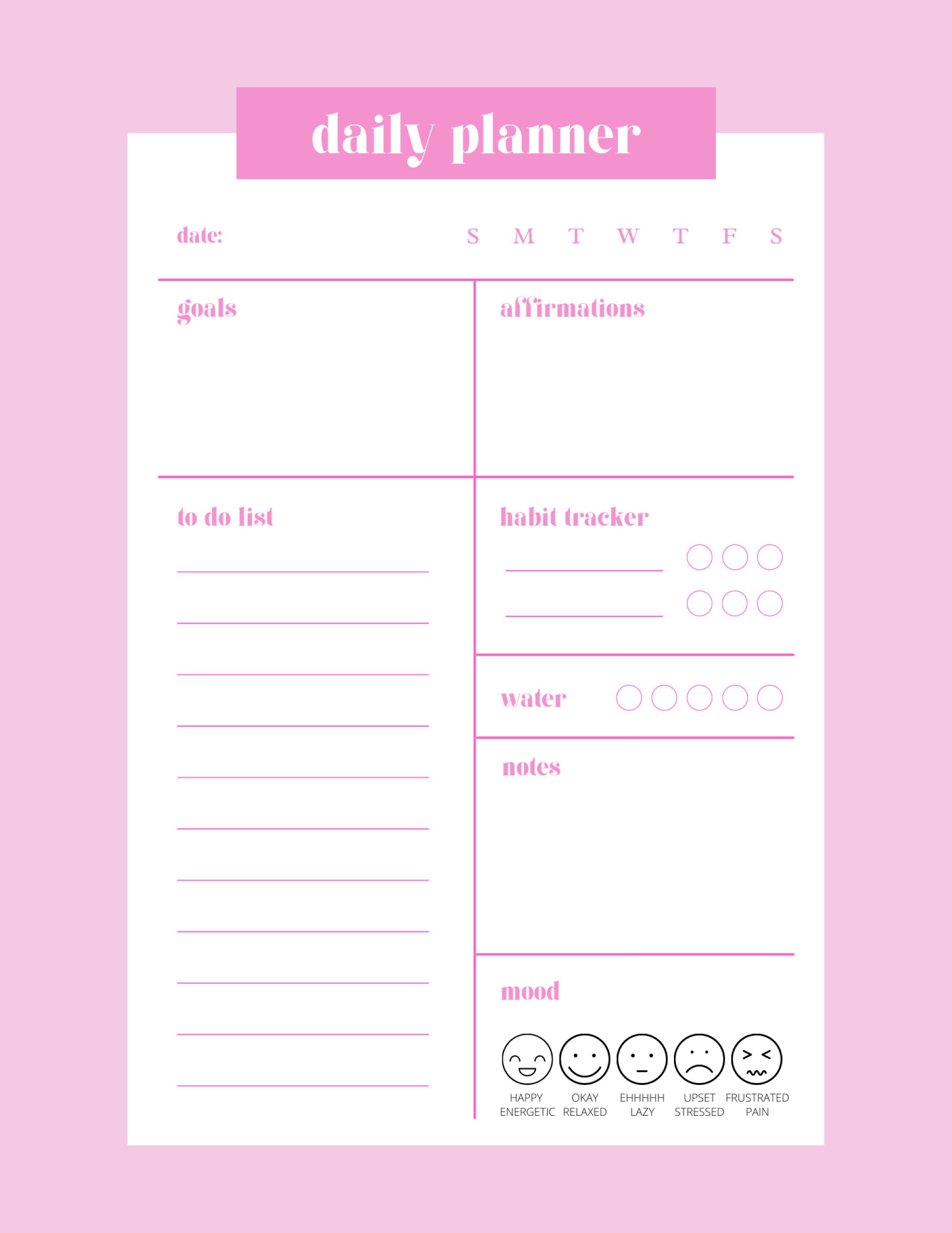 Pink Digital Planner, Pink Printable Planner, Goodnotes Planner Daily ...