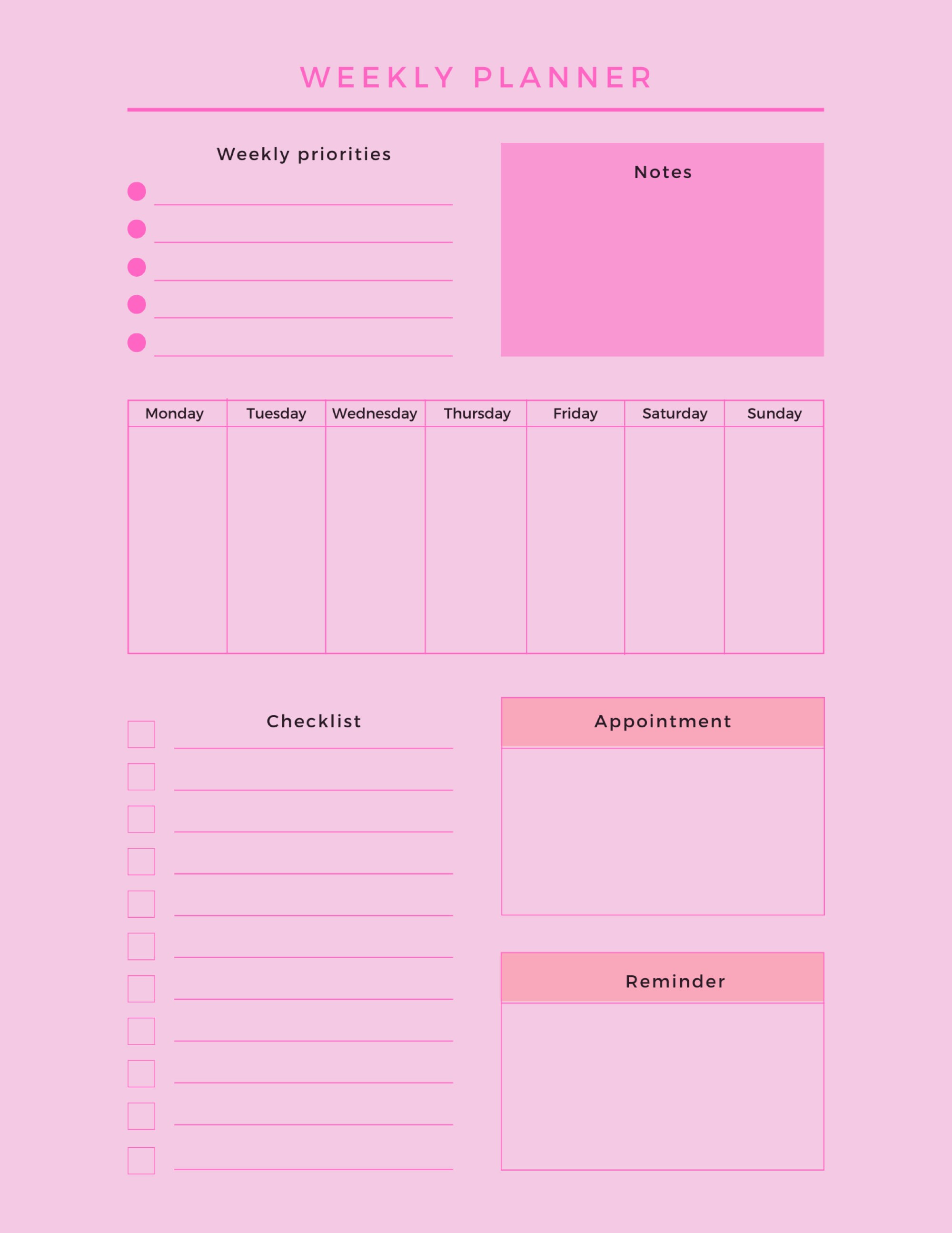 Pink Digital Planner, Pink Printable Planner, Goodnotes Planner Daily ...
