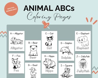 Alphabet Animal Adventure Printable Coloring Pages - Etsy