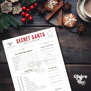 Printable Secret Santa Questionnaire for Coworkers | Office Secret ...