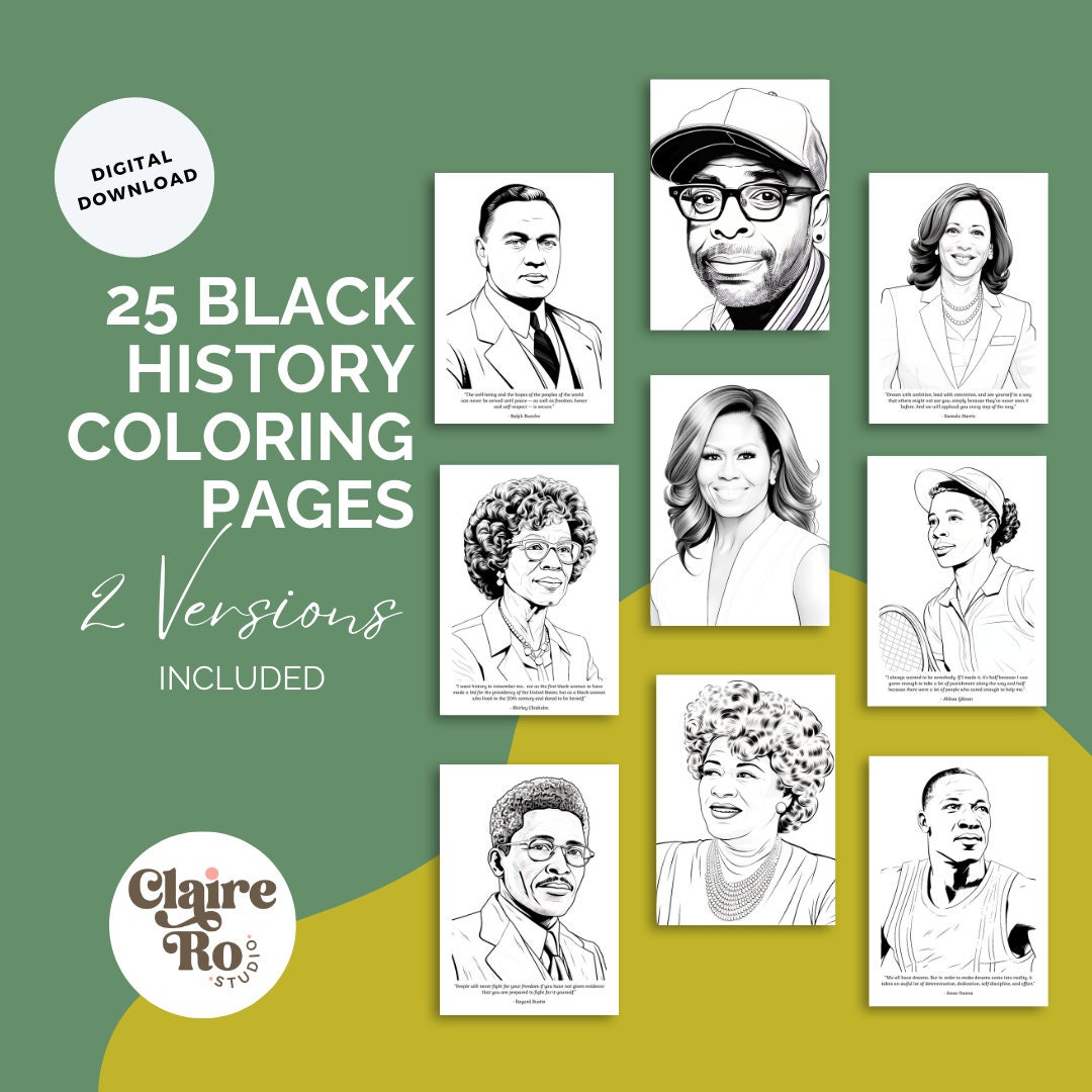 25 Black History Coloring Pages | 2 Versions Included | Black History ...