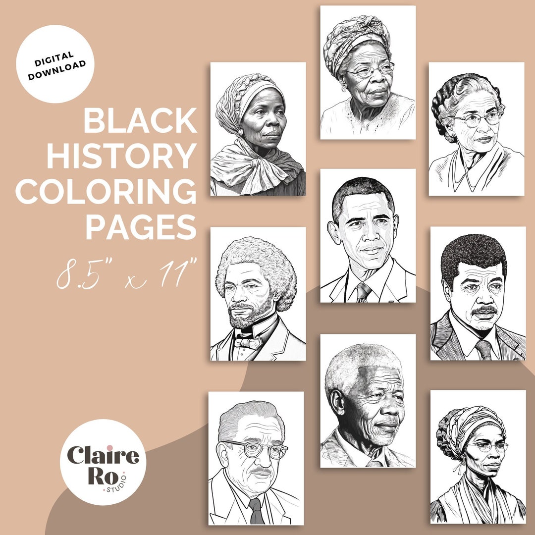 34 Black History Coloring Pages | 8.5" X 11" Black History Coloring ...