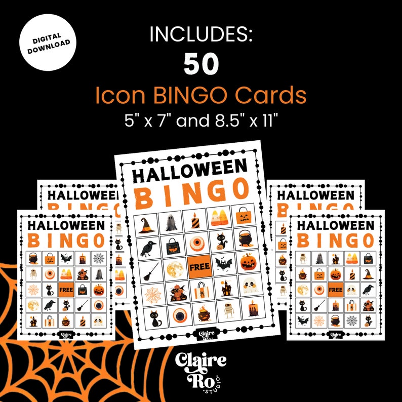 100 Printable Halloween Bingo Cards | Halloween Bingo Cards for Kids ...
