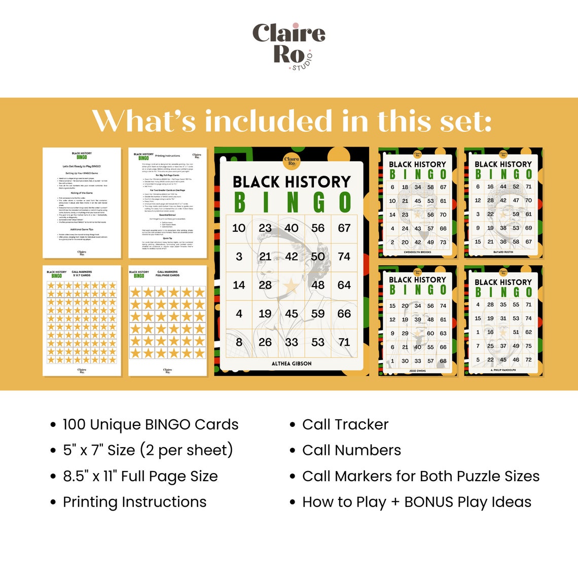 100 Printable Black History Bingo Cards | Black History Month Game ...