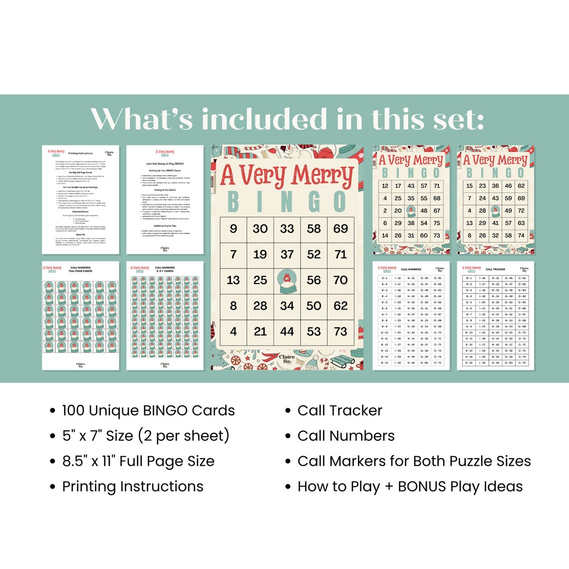 Christmas Bingo Printable Printable Christmas Bingo Cards Holiday ...