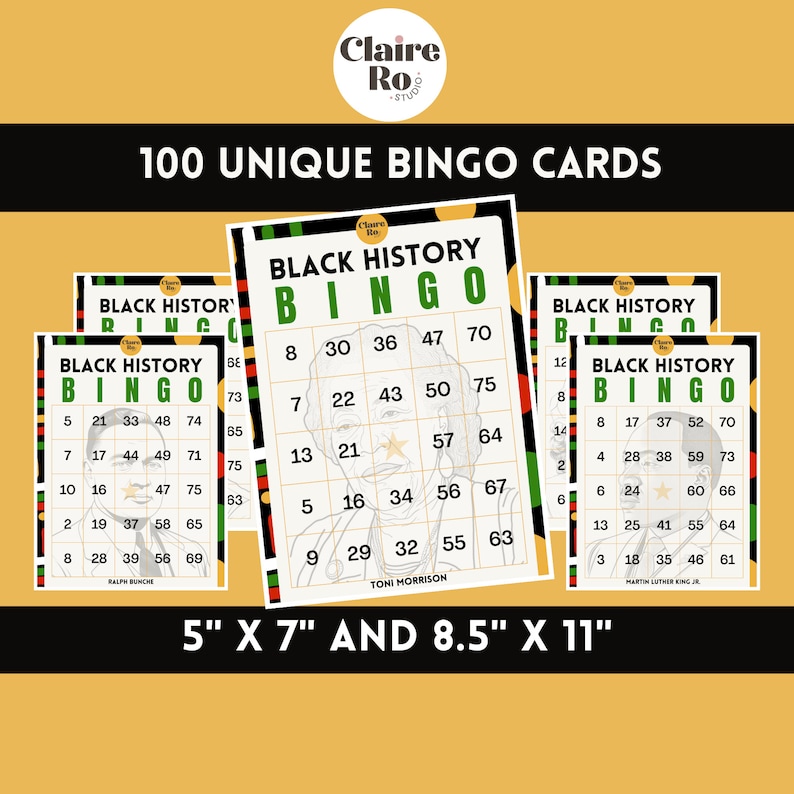 100 Printable Black History Bingo Cards | Black History Month Game ...