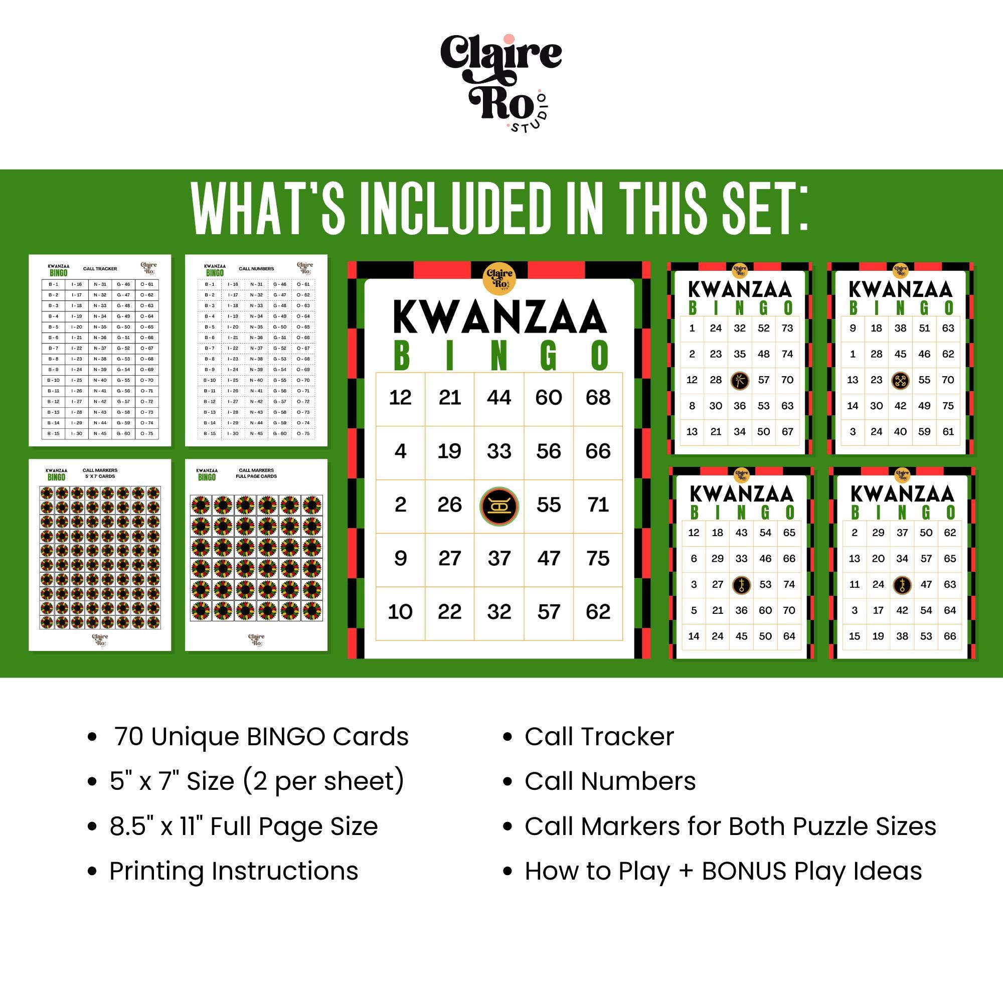 70 Printable Kwanzaa Bingo Cards | 2 Card Sizes Included | Kwanzaa ...