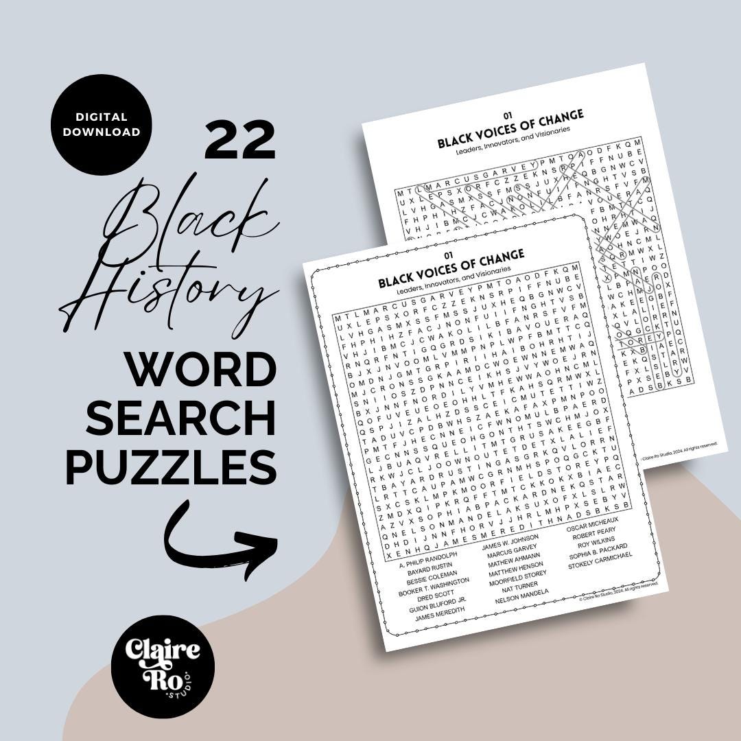 22 Black History Word Search Puzzles | Black History Activities for ...