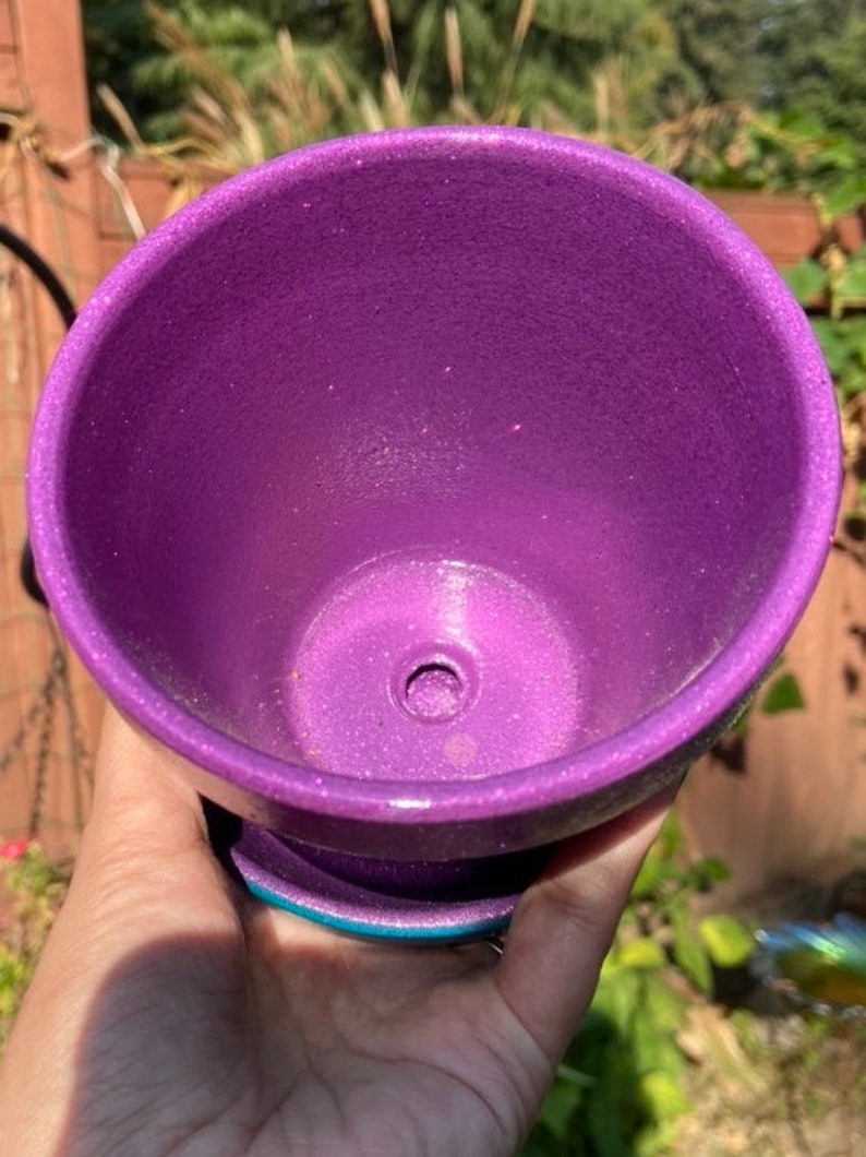 4” Glitter Mermaid Themed With Blue Green Teal Purple Ombré Painted Pot ...