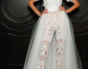 Wedding Jumpsuit With Train - Etsy