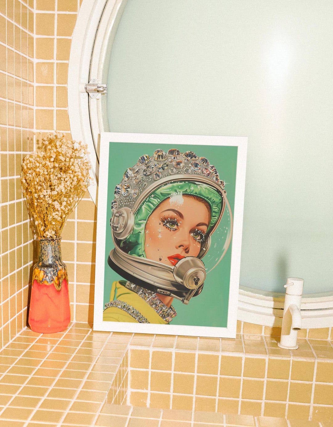 Retro Space Glam Girl Art Print – Vintage Sci-fi Pop Art Poster ...