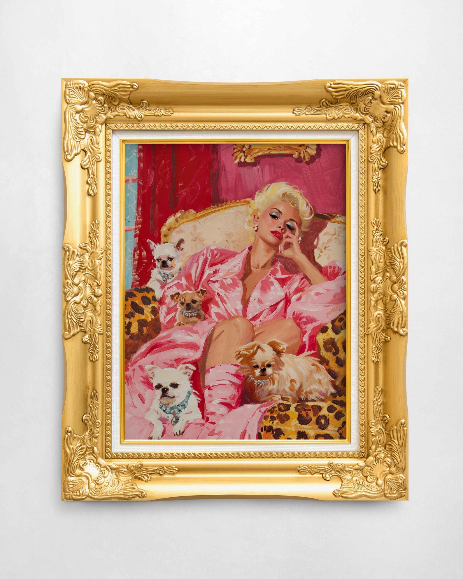 Blonde Bombshell & Tiny Dogs Art Print – Glam Vintage-inspired Pop Art ...