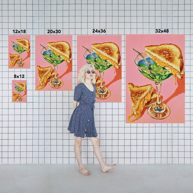 Grilled Cheese Martini Pop Art Print – Retro Surreal Sandwich Wall Art ...
