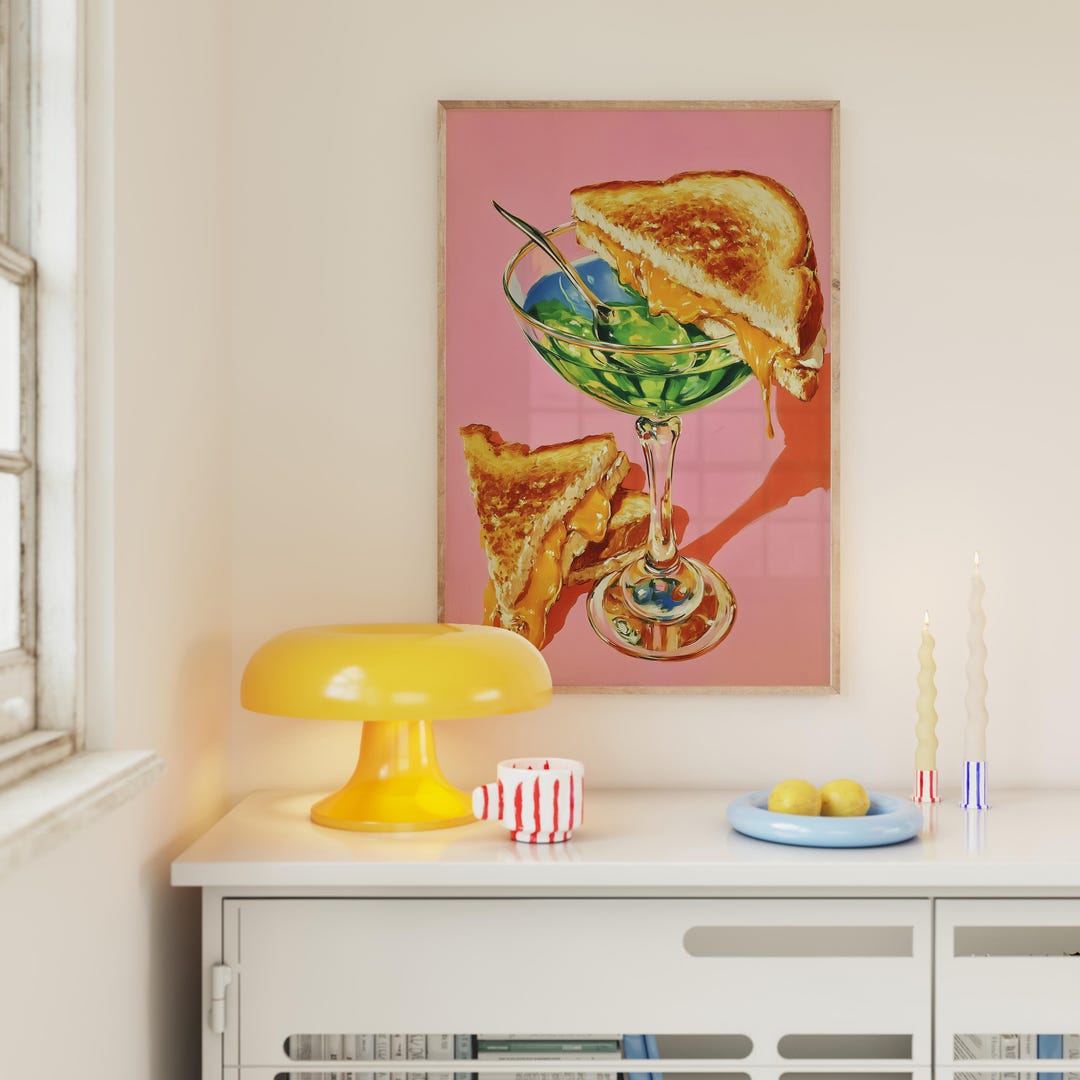 Grilled Cheese Martini Pop Art Print – Retro Surreal Sandwich Wall Art ...