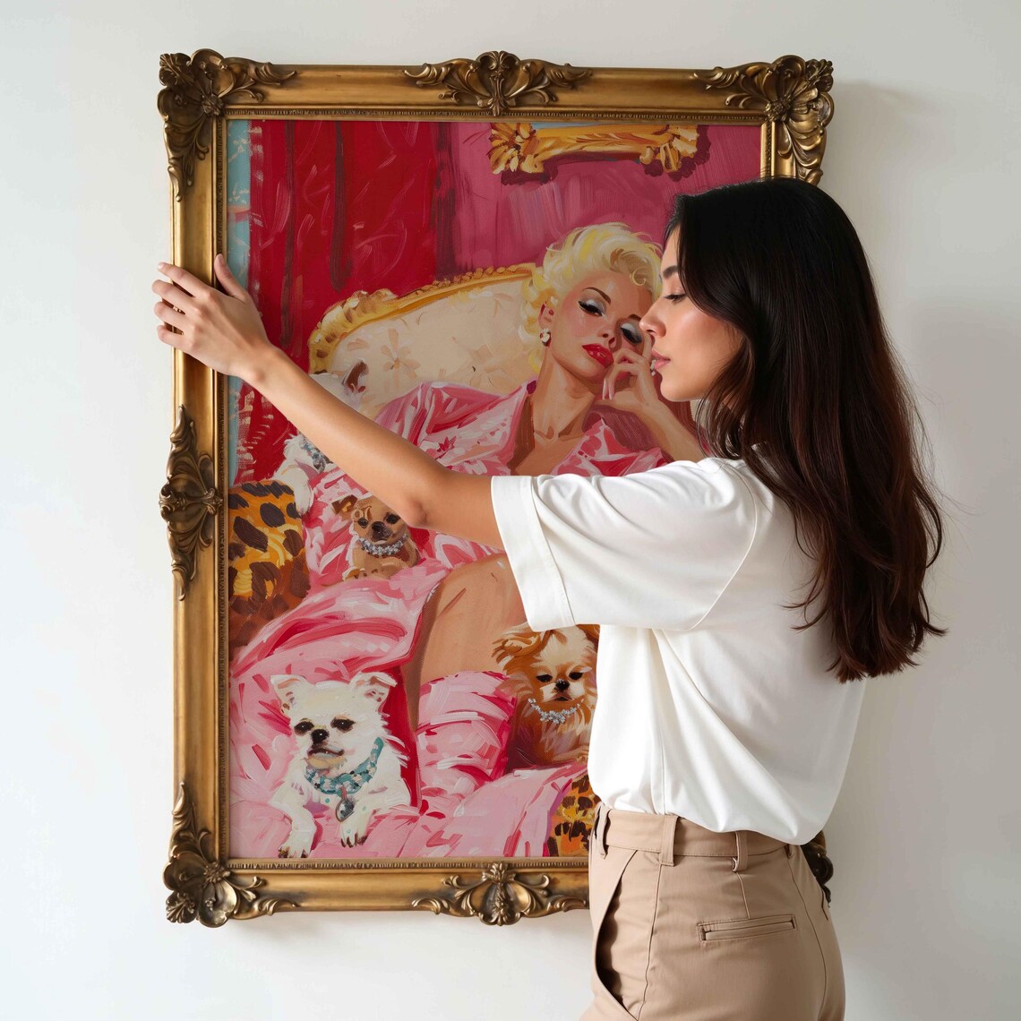 Blonde Bombshell & Tiny Dogs Art Print – Glam Vintage-inspired Pop Art ...