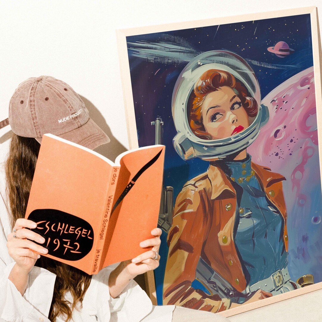 Retro Space Cowgirl Art Print – Vintage Pulp Sci-fi Poster With Blaster ...