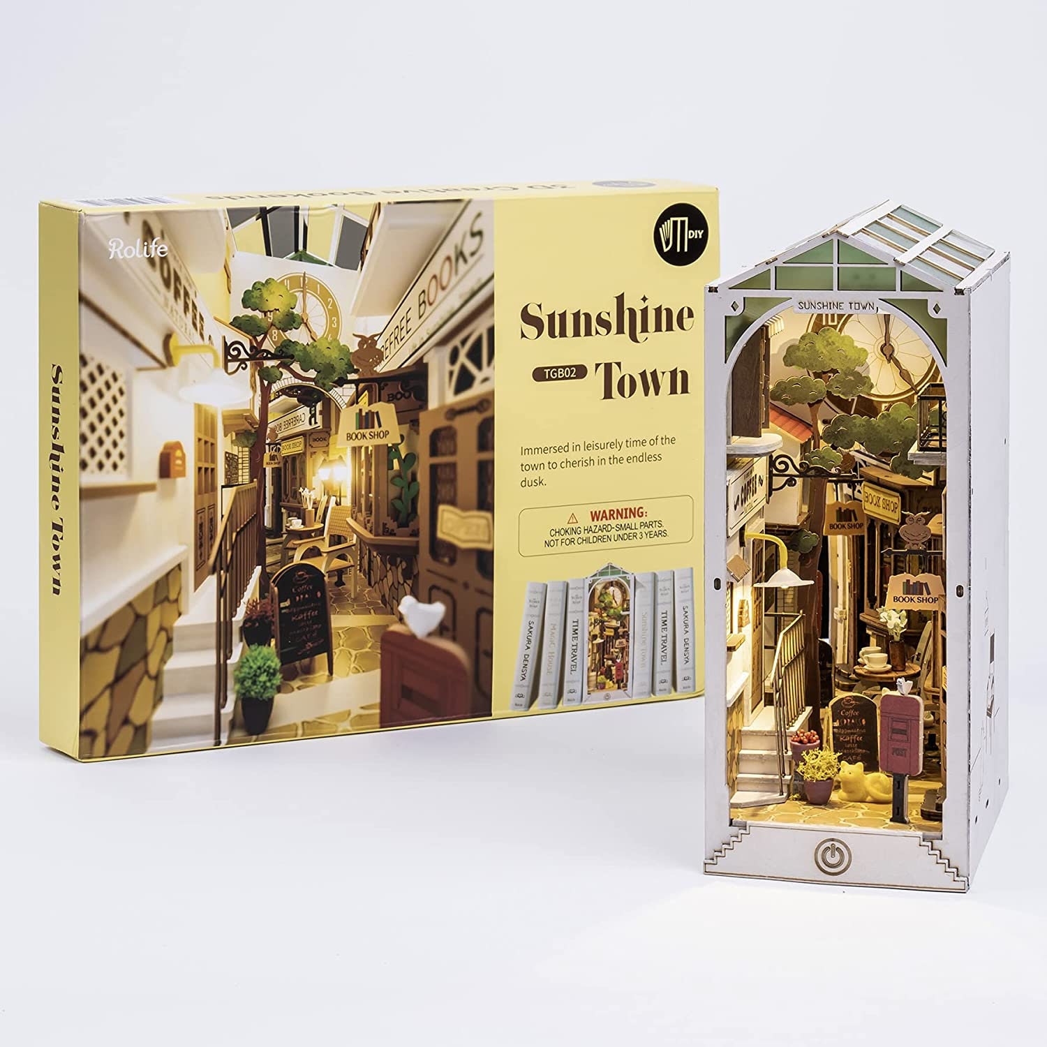Rolife Sunshine Town 3D Wooden DIY Miniature House Book Nook - Etsy