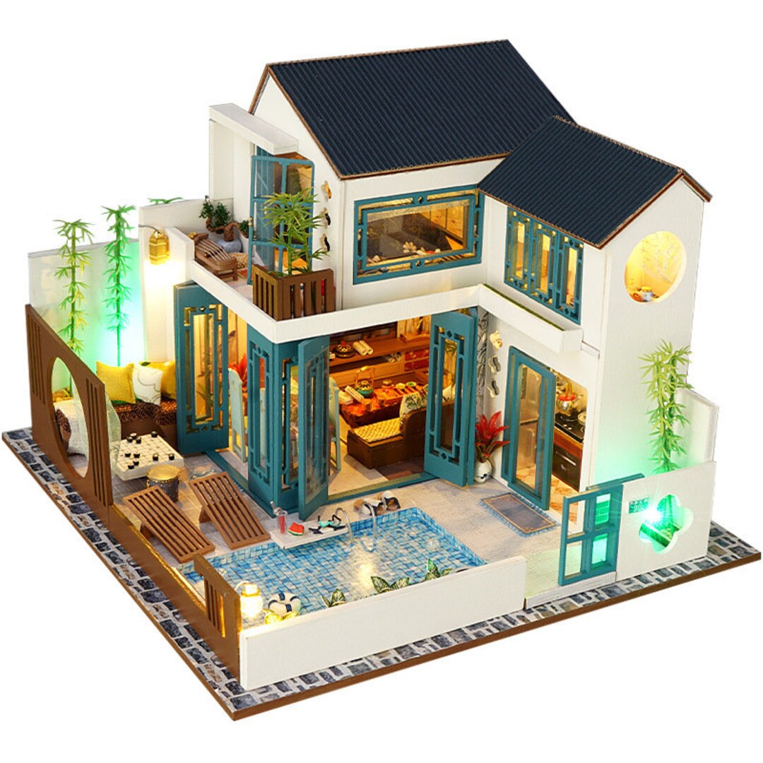 DIY Miniatures Jiangnan Residence Mini DIY Toy Miniature House Ship ...