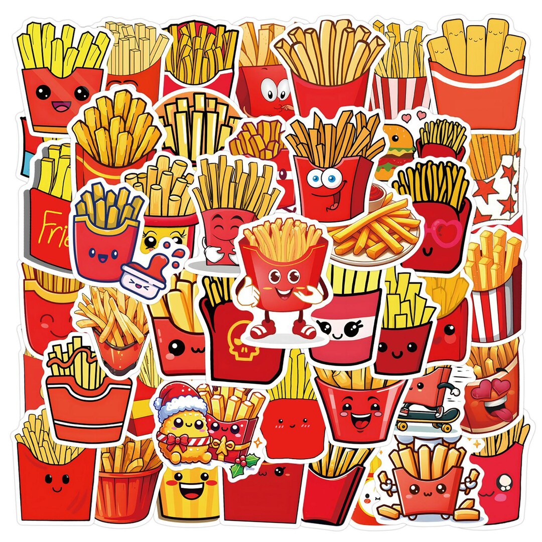 Cartoon French Fries Food Graffiti Stickers for Water Bottles Laptop ...