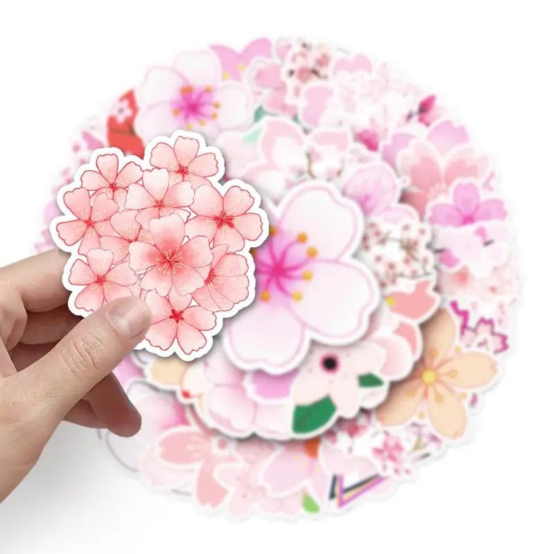 10/20/30 PCS Pink Cherry Blossom Graffiti Stickers Flower Stickers for ...