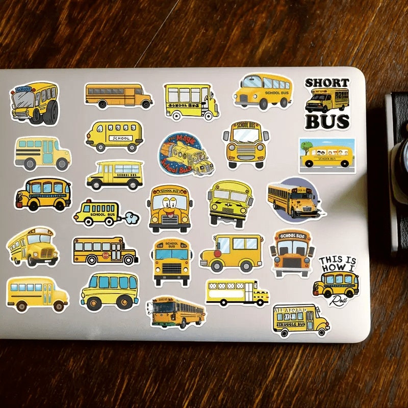 10/20/30 PCS Cartoon School Bus Stickers Waterproof Stickers for Laptop ...