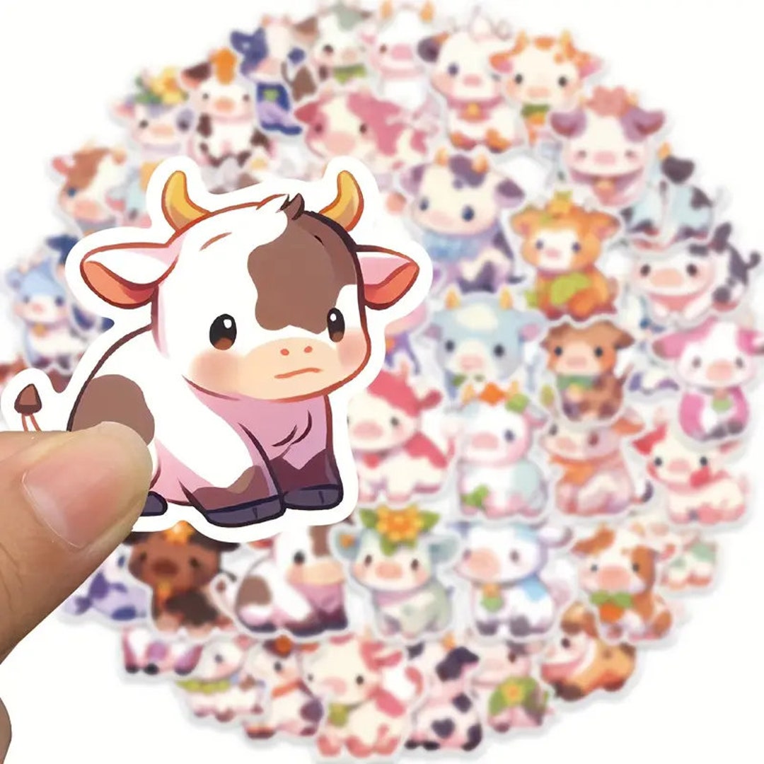 10/20/30 PCS Cartoon Cow Stickers for Laptop Water Bottle Tablet ...