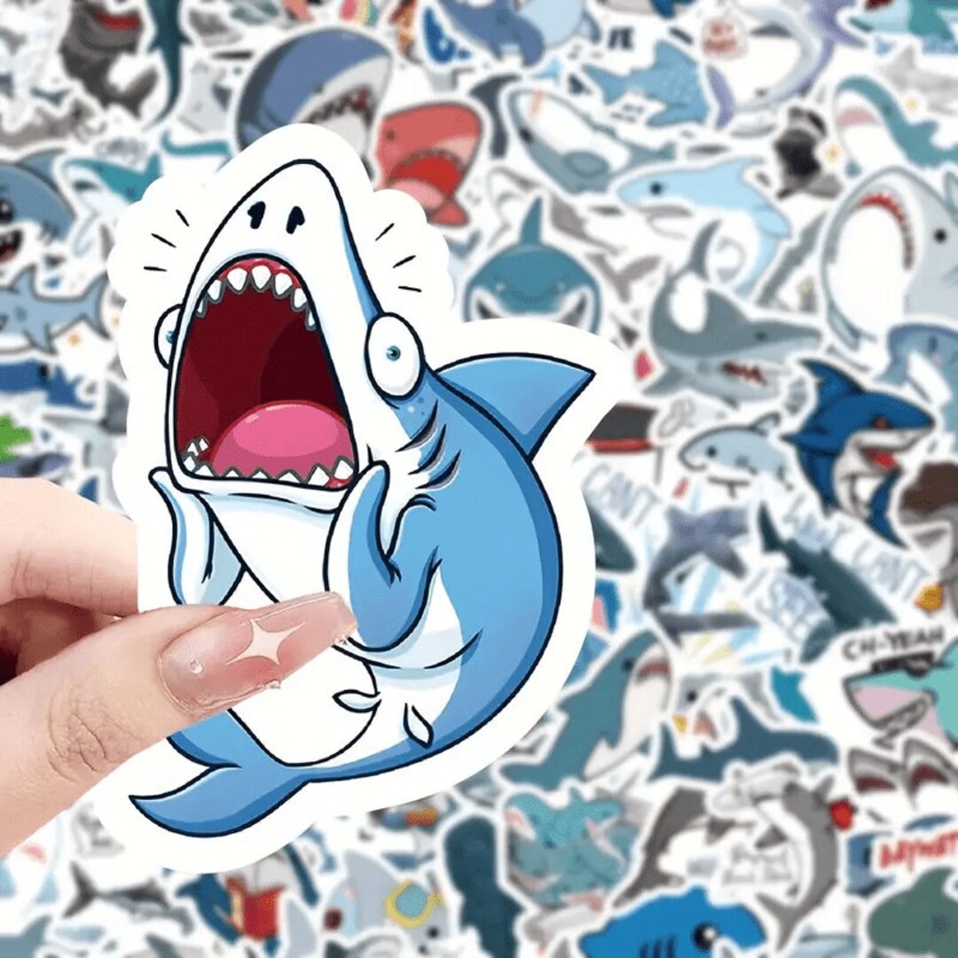 10/20/30 PCS Cute Small Shark Series Stickers for Laptop Water Bottle ...