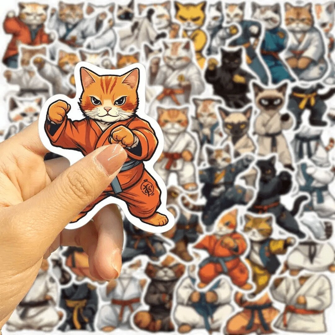 Kung Fu Cat Stickers, Waterproof Vinyl Decals for Laptop, Planner 10/20 ...
