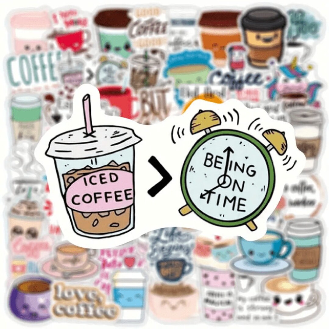 10/20/30 PCS Decorative Stickers Cartoon Milk Tea Coffee Series Vinyl ...