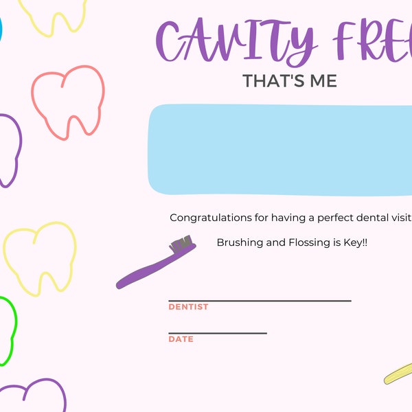 Cavity Free Club Award - Etsy