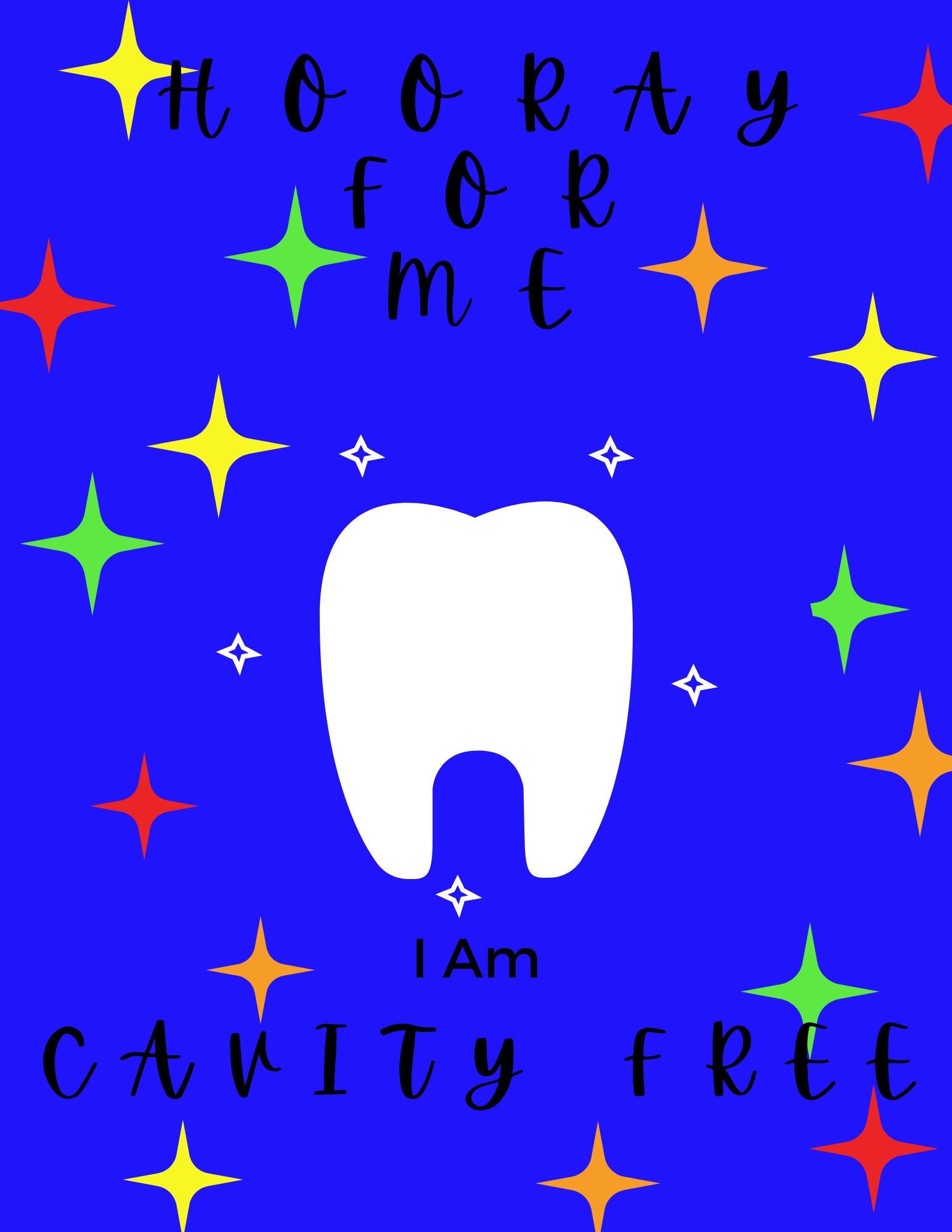 Cavity Free Printable, Oral Hygiene, Dental Health, Cavity Free, Dental ...