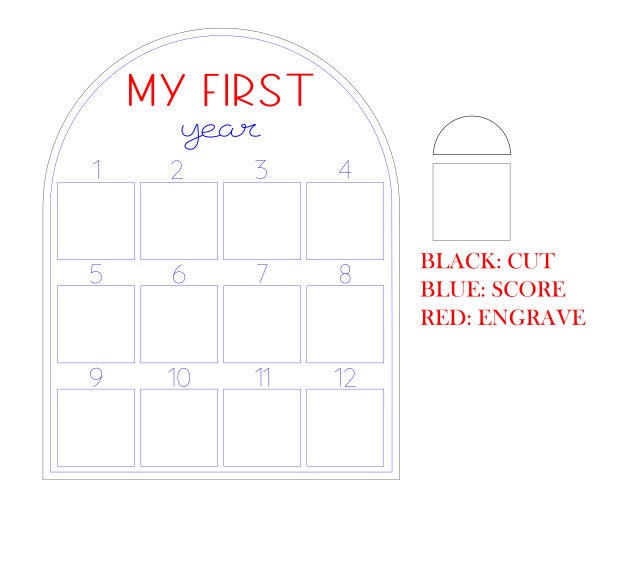 My First Year Photo Frame Board SVG Glowforge Digital Downlaod Laser ...