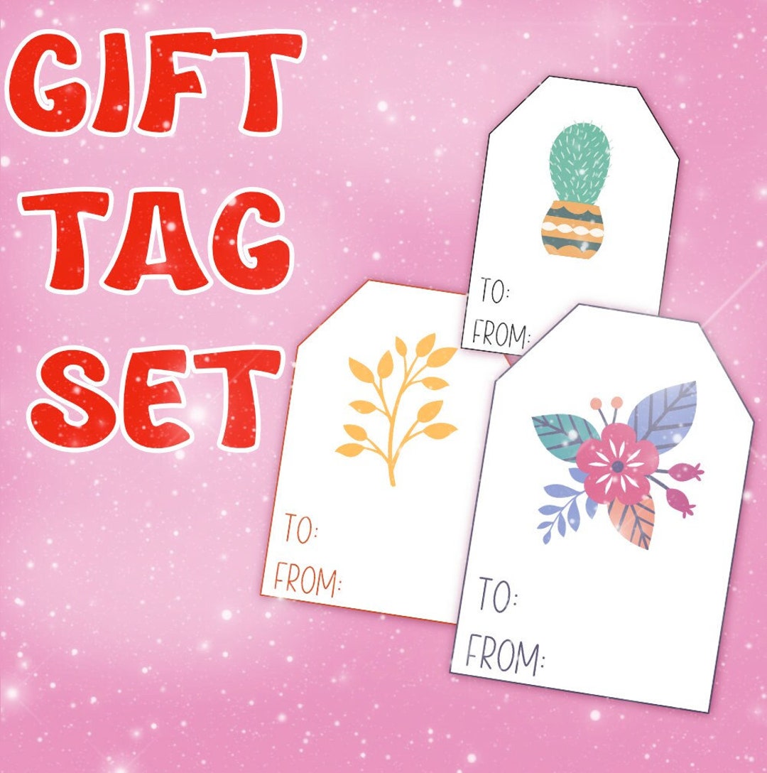Floral Holiday Personalized Printable Gift Tag Label Set Card, Tags ...